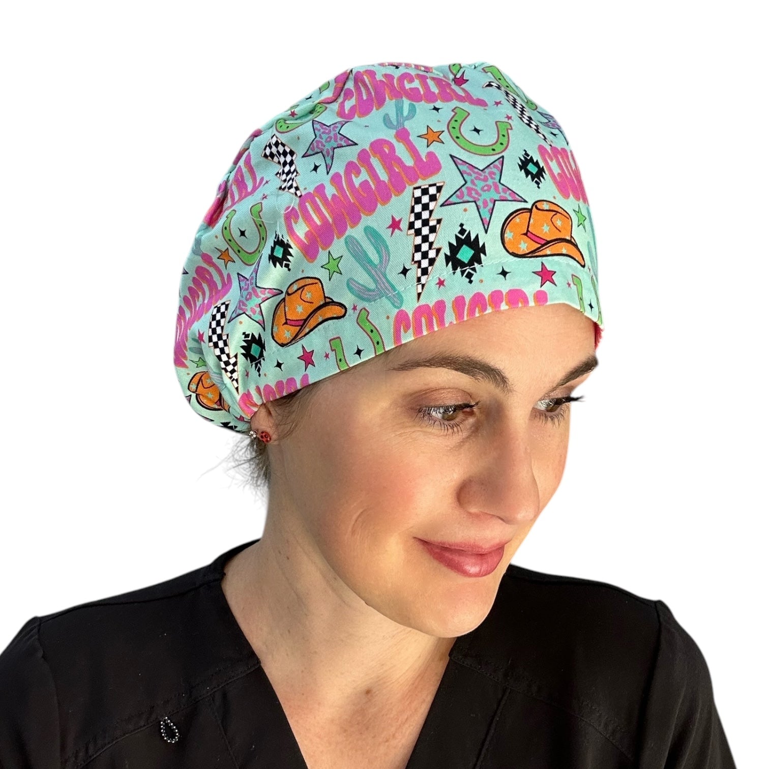 Cowgirl Western Euro Scrub Cap