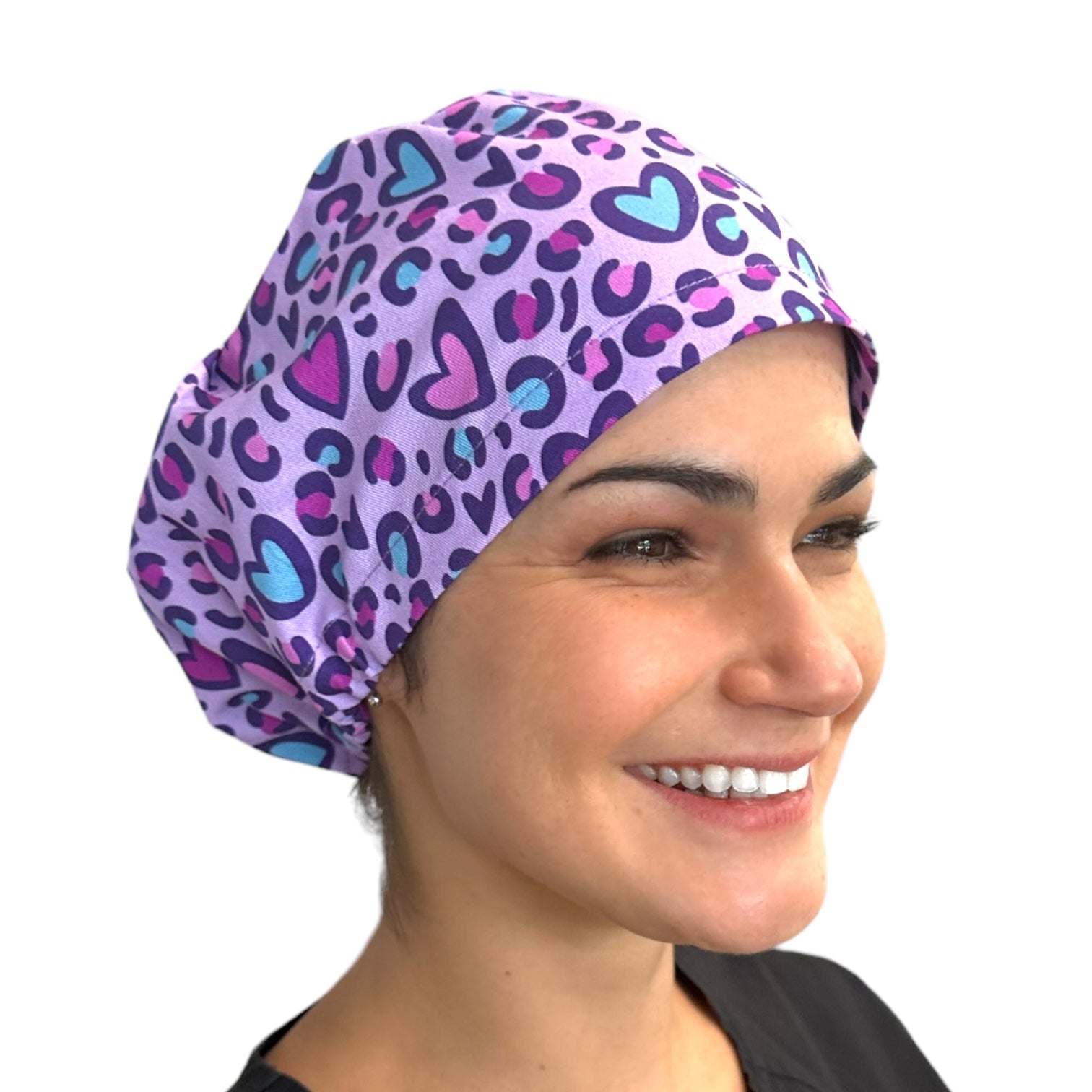 Purple Leopard Euro Scrub Cap