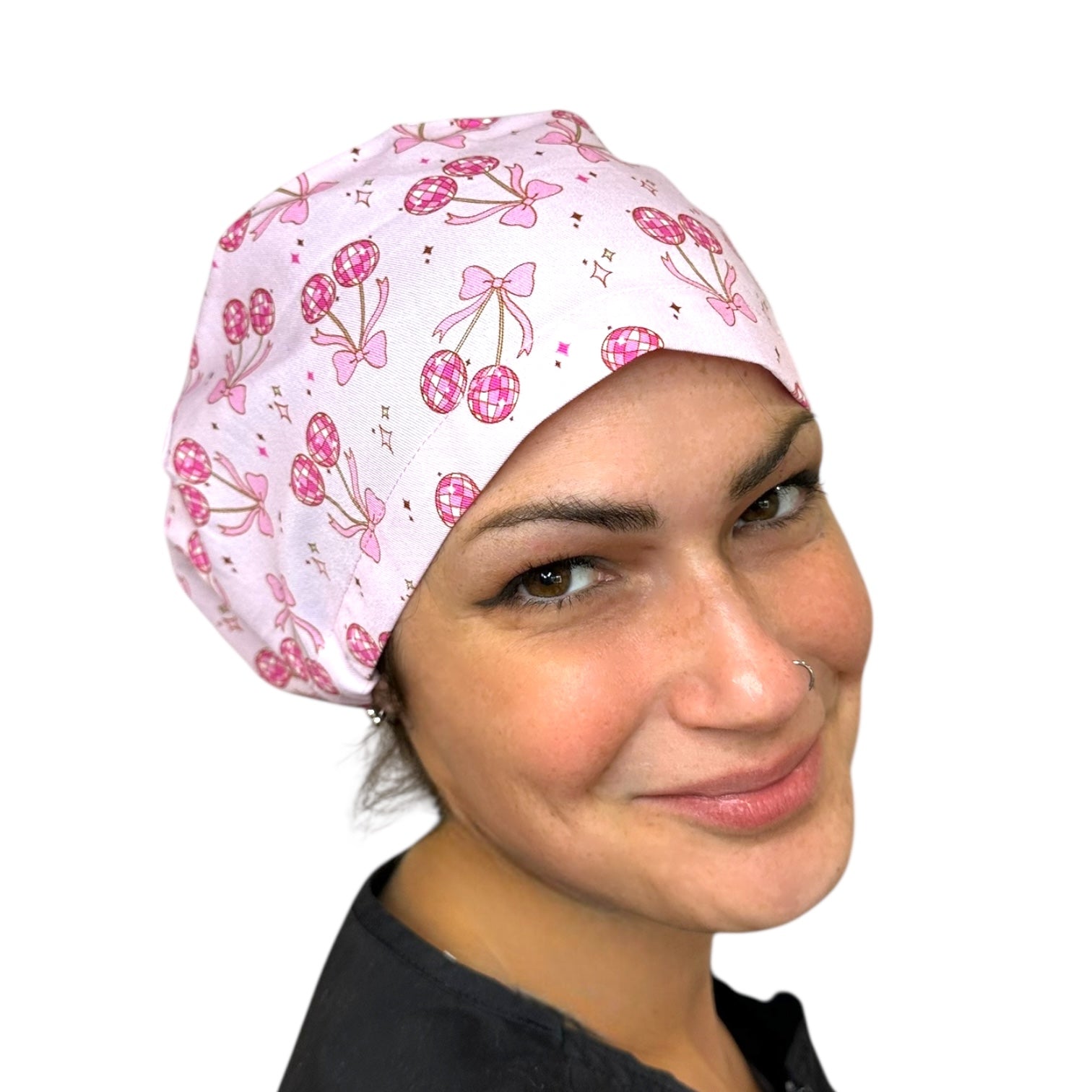 Disco Cherries Euro Scrub Cap- Surgical Hats for Nurses