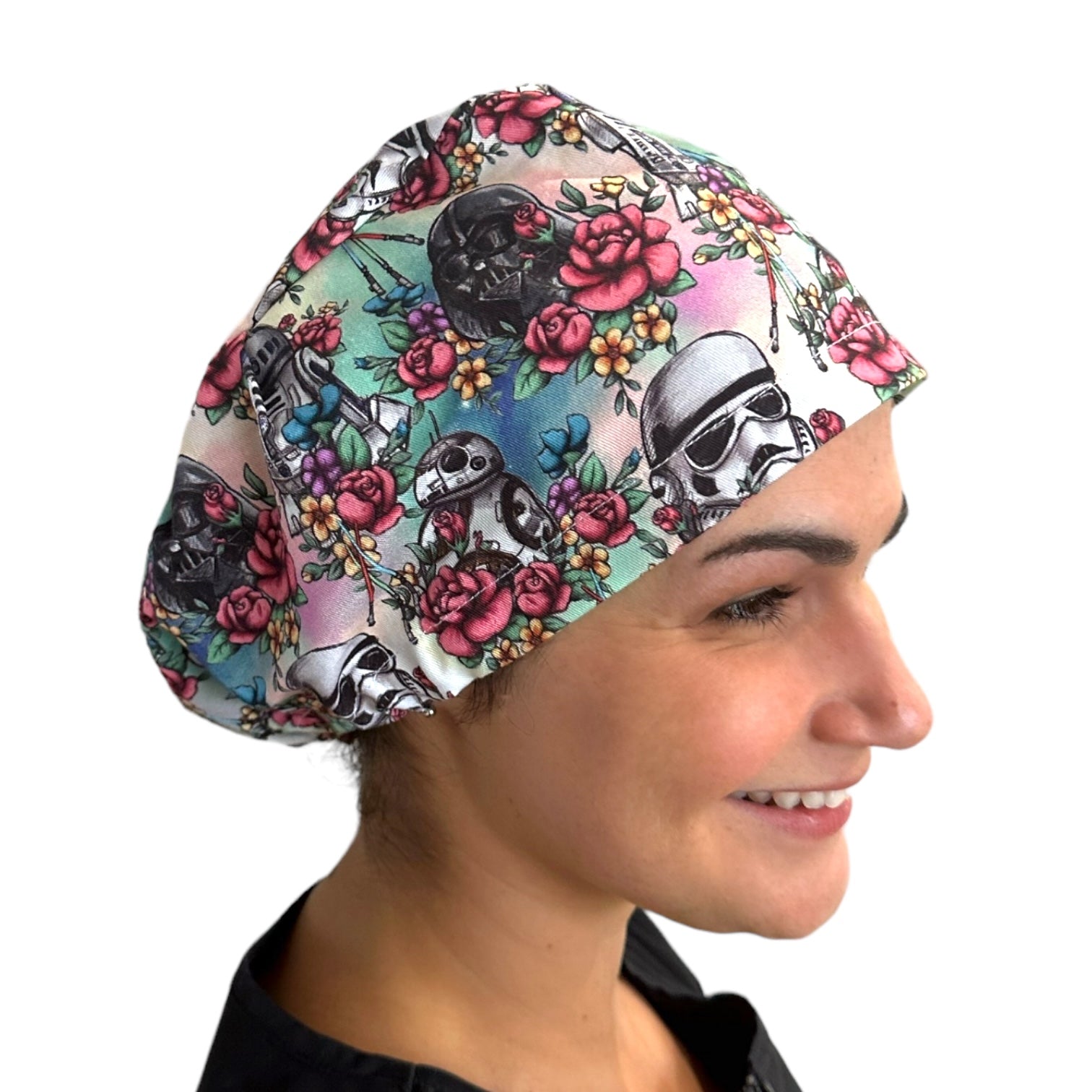Floral Wars Euro Scrub Cap