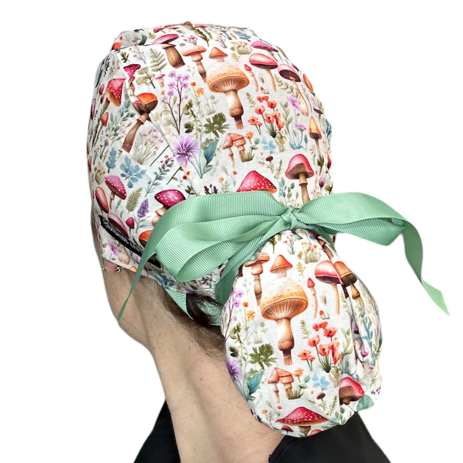 Mushroom Forest Ponytail Scrub Cap