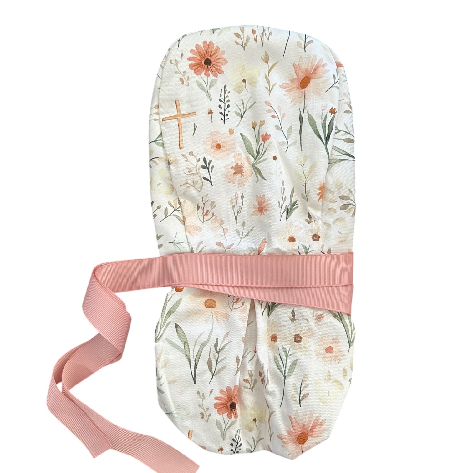 Faithful Floral Christian Ponytail Scrub Cap for Women