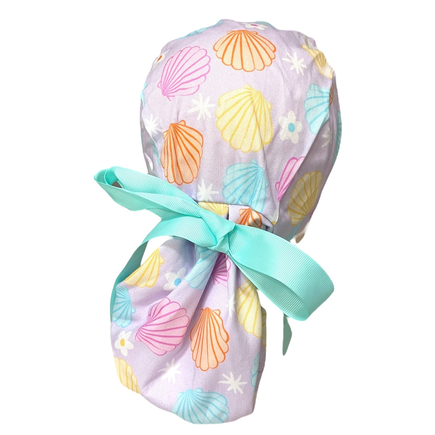 Seashell Ponytail Scrub Cap for Women- Sunshine Caps Co.