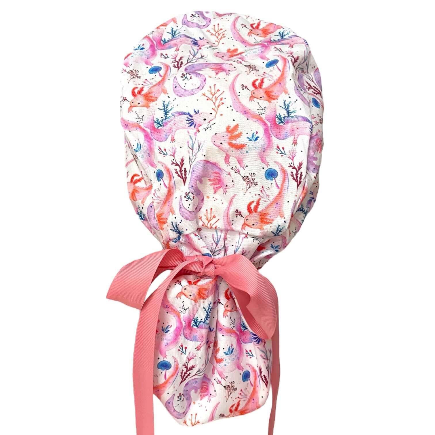 Axolotl Ponytail Scrub Caps for Women- Sunshine Caps Co.