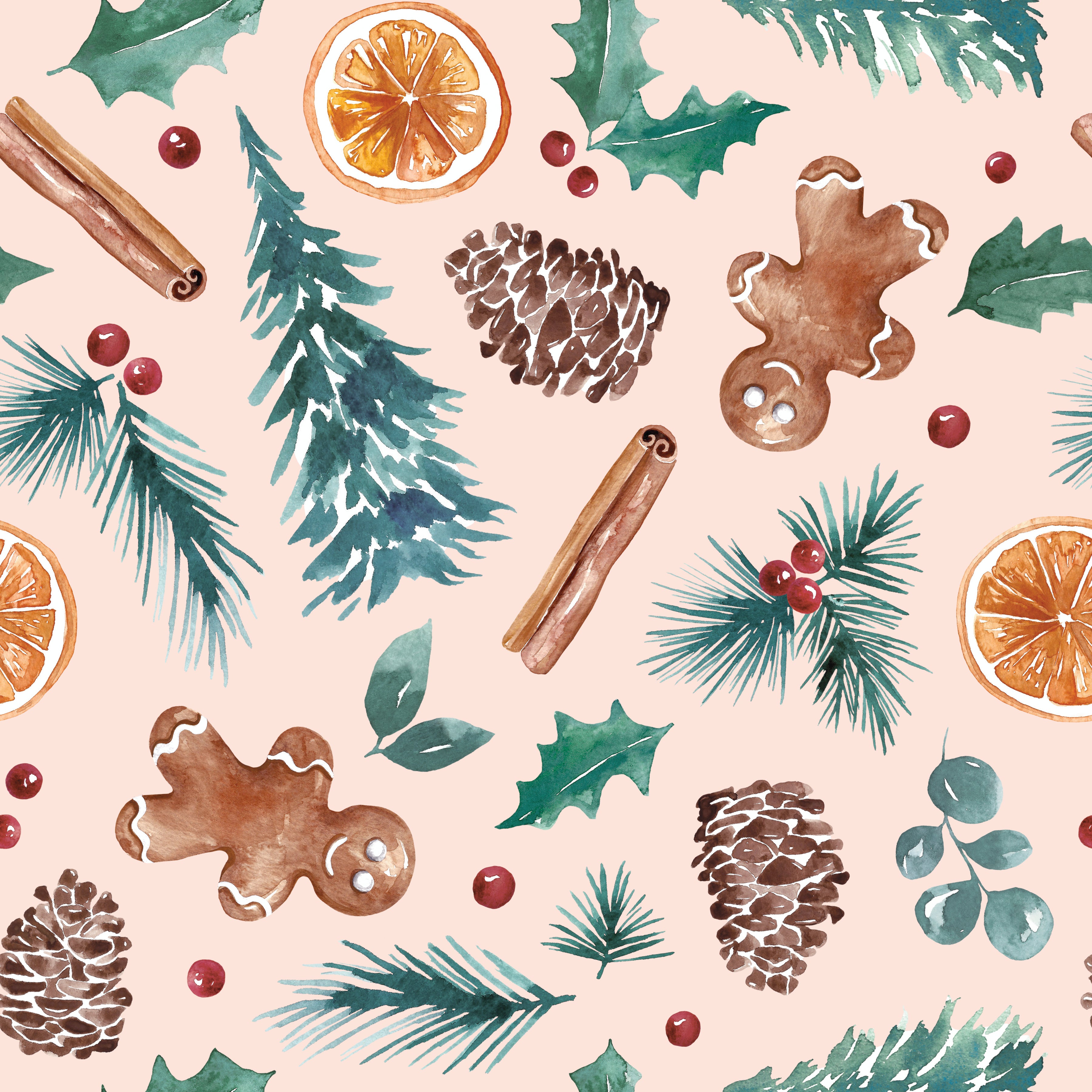 Christmas Gingerbread Bouffant Scrub Caps for Long Hair